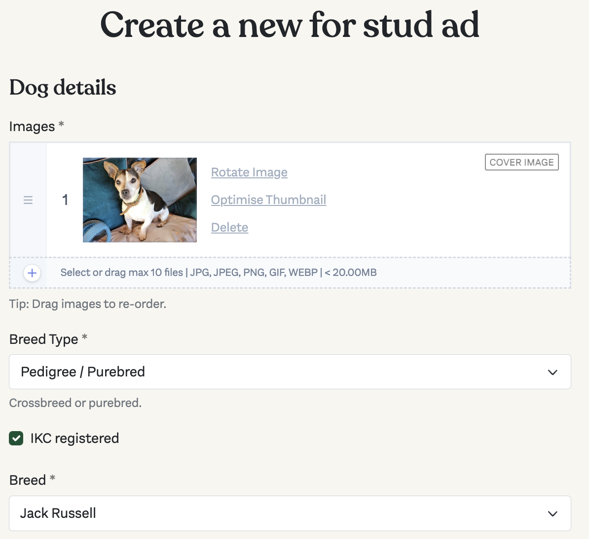 Posting your for stud ad – Dogs.ie Help