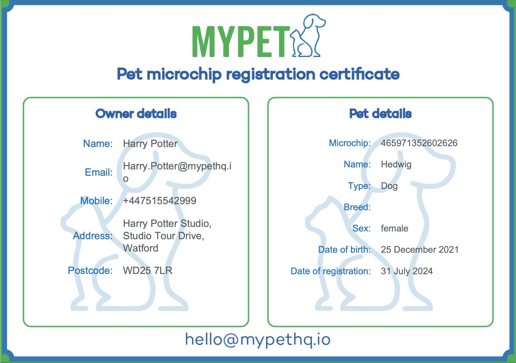 UK Registry MyPet – Dogs.ie Help